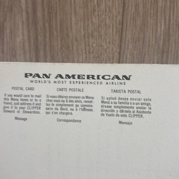 Pan Am | Art | Pan Am Rare Vintage Collector Menu Post Card | Poshmark